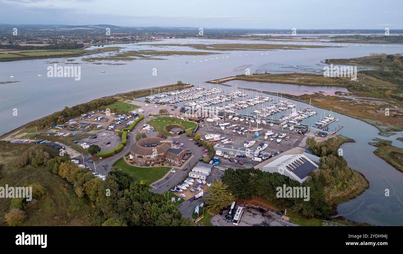 Aerial view showing Northney Marina on Hayling Island in Hampshire ...