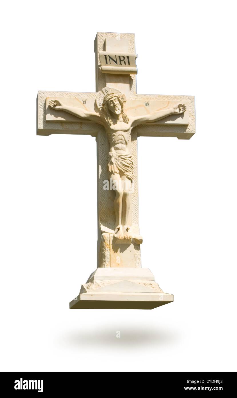 Crucifix with Figure of Jesus Isolated on a White Background Stock ...