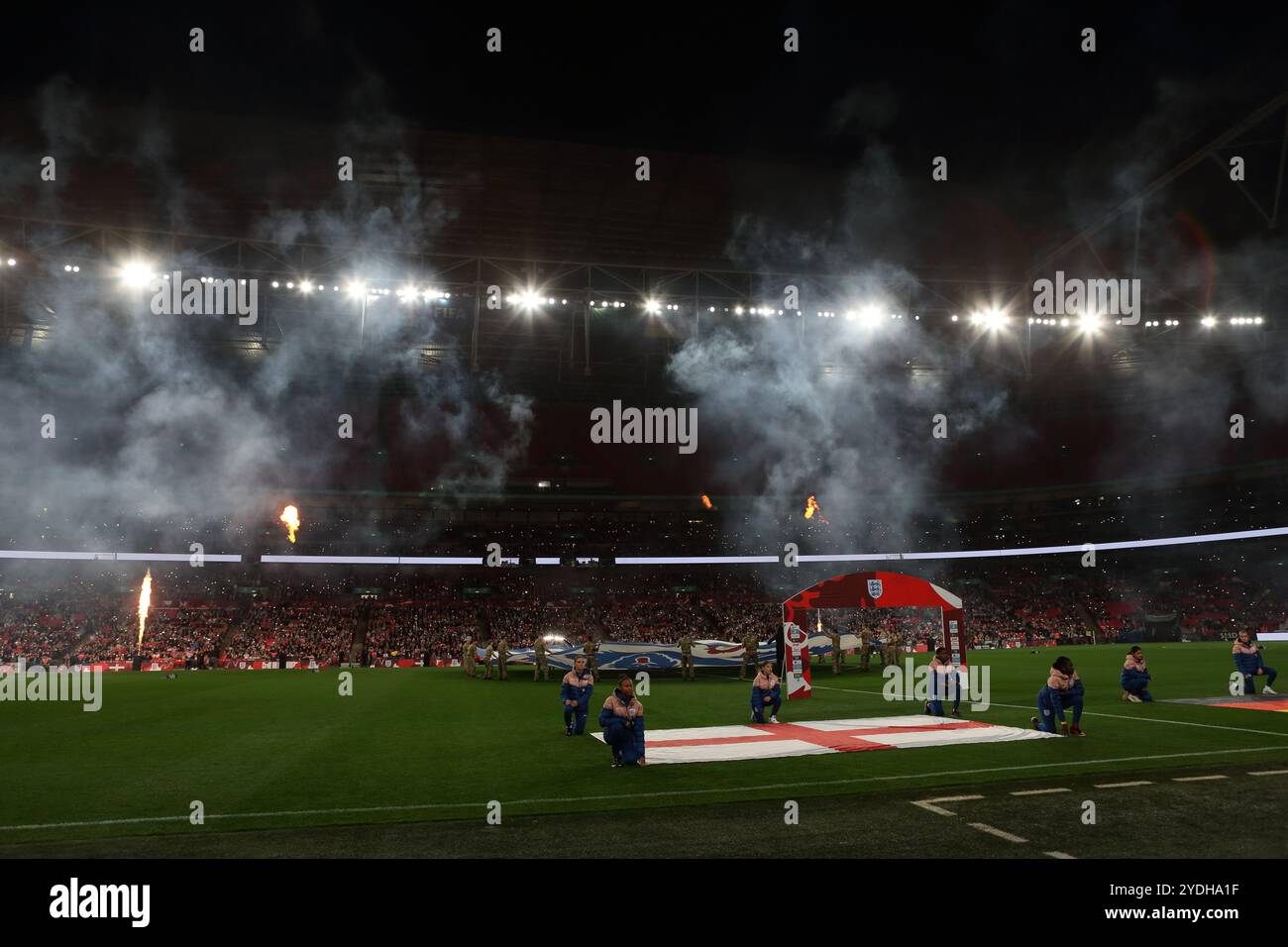 Pre-match lightshow England v Germany women's football Wembley Stadium ...