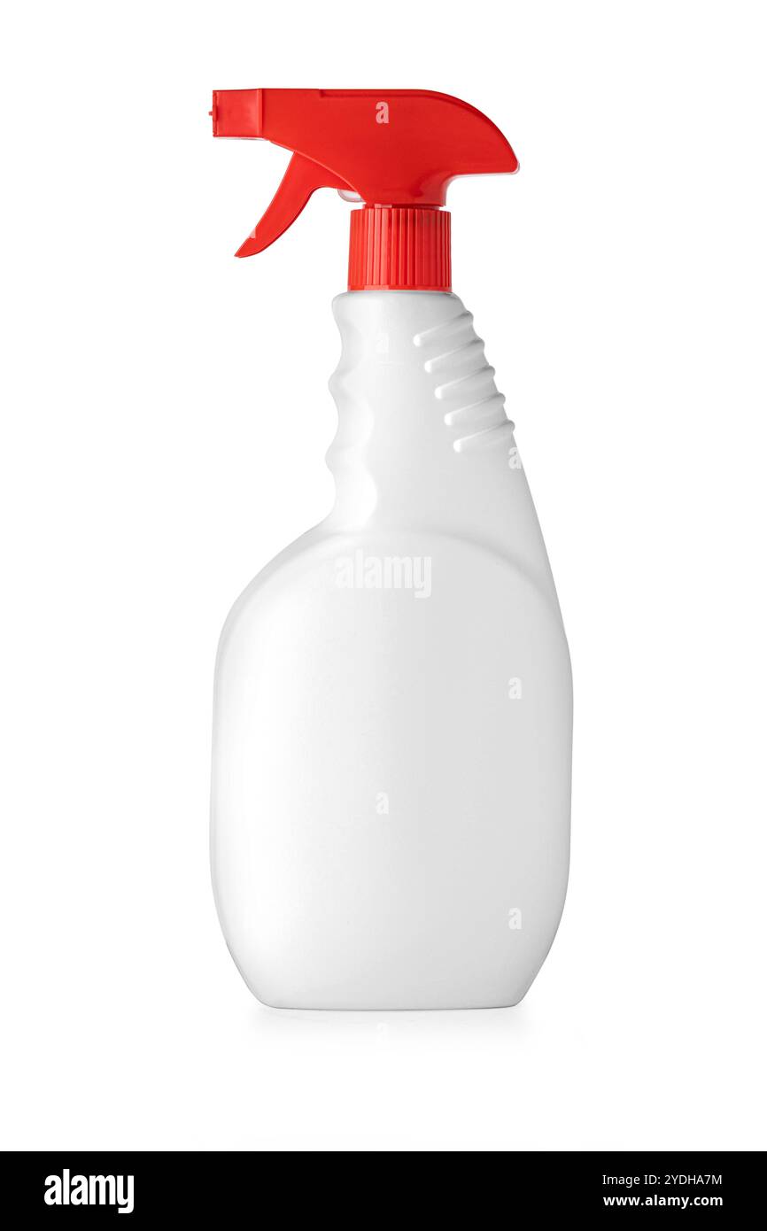 Red cleaning spray bottle with plastic dispenser. Window cleaner ...
