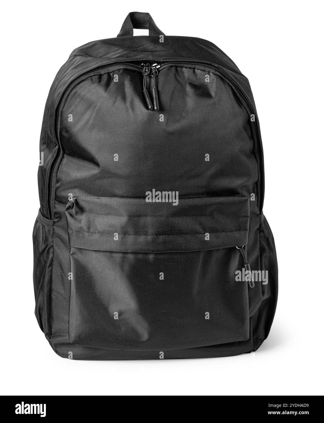 Black Backpack isolated on white background, Front View white Textile ...