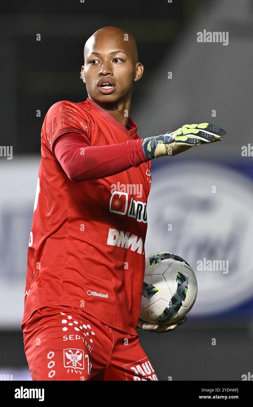 Sint Truiden, Belgium. 26th Oct, 2024. STVV's Leobrian Kokubo pictured ...