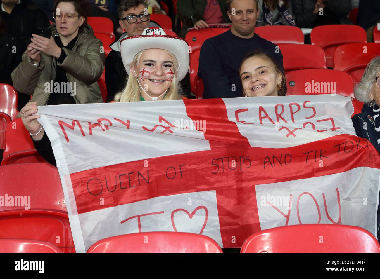 Fans with St Georges flag Mary Earps England v Germany women's football ...