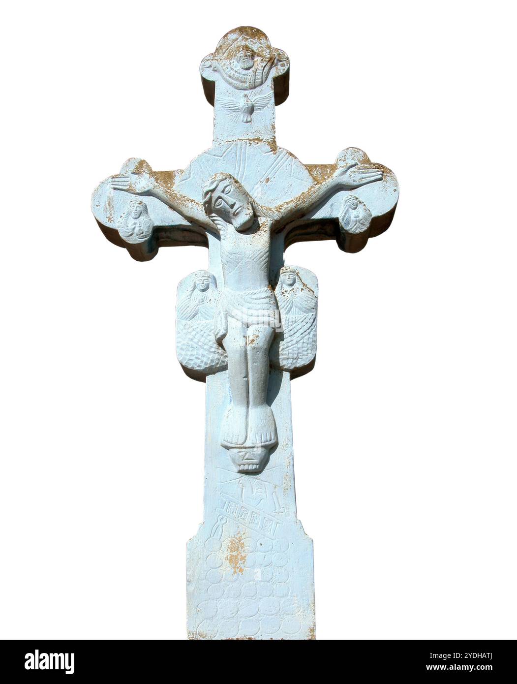 Crucifix with Figure of Jesus Isolated on a White Background Stock ...