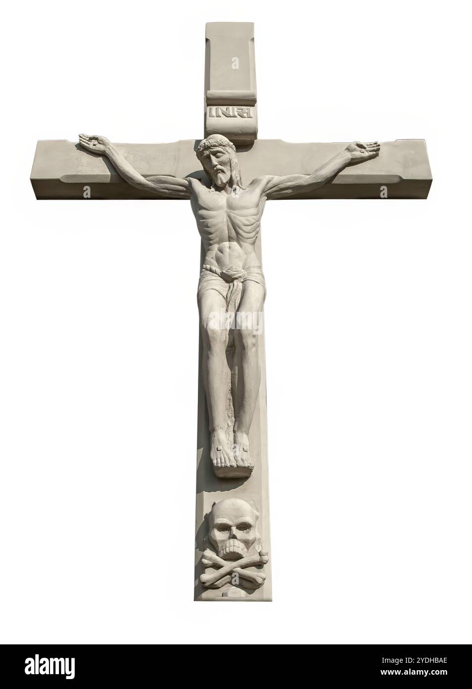 Crucifix with Figure of Jesus Isolated on a White Background with ...
