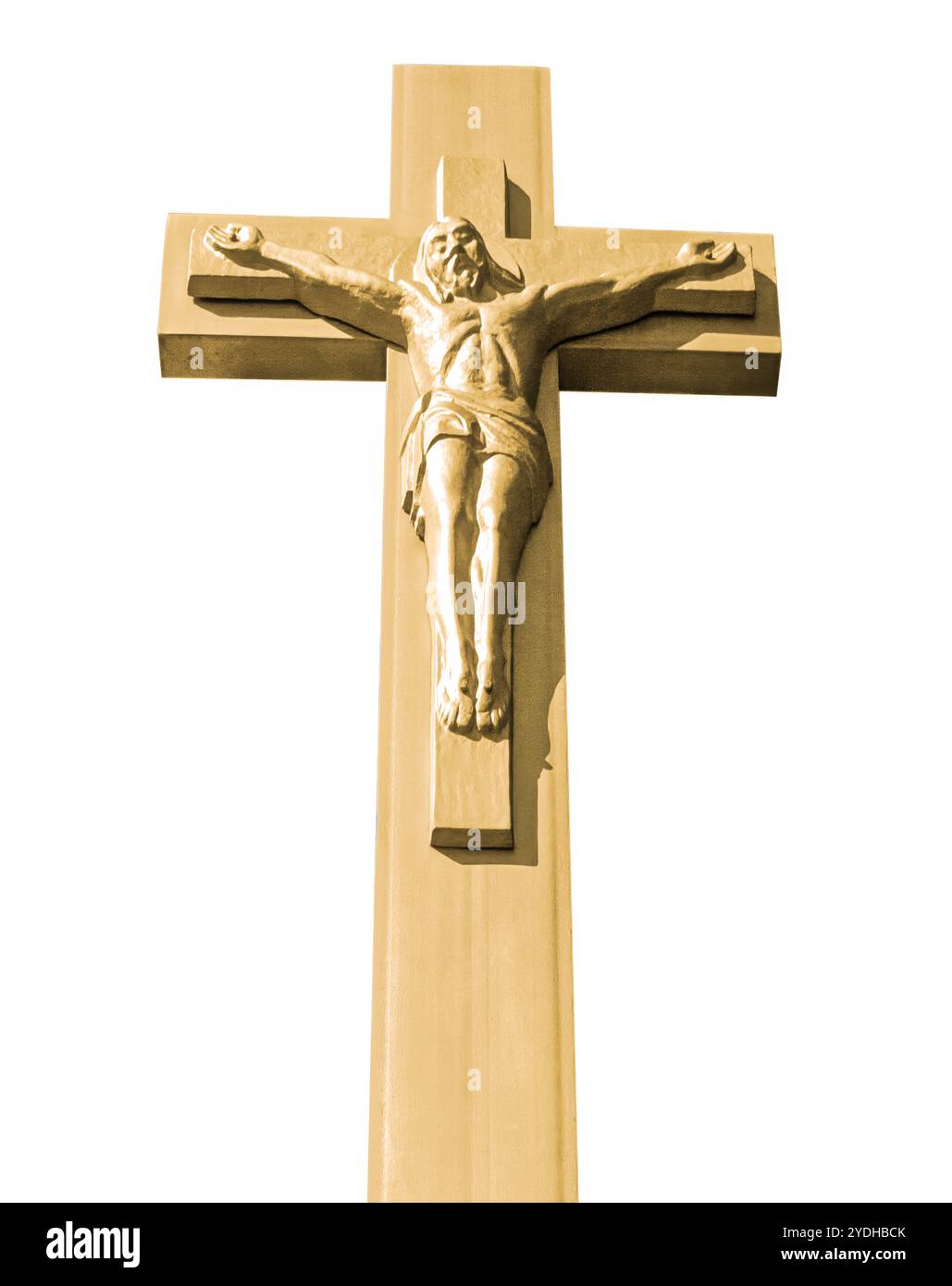 Crucifix with Figure of Jesus Isolated on a White Background with ...