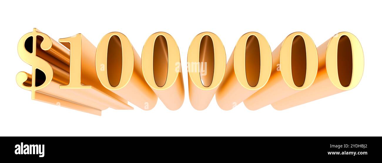 1.000.000 dollars. One million dollars, golden number. 3D rendering ...