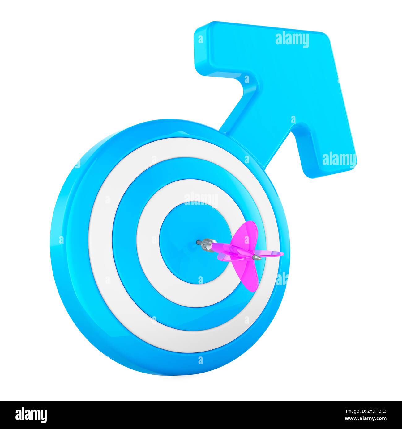 Male Target with arrow in bullseye, 3D rendering isolated on white ...