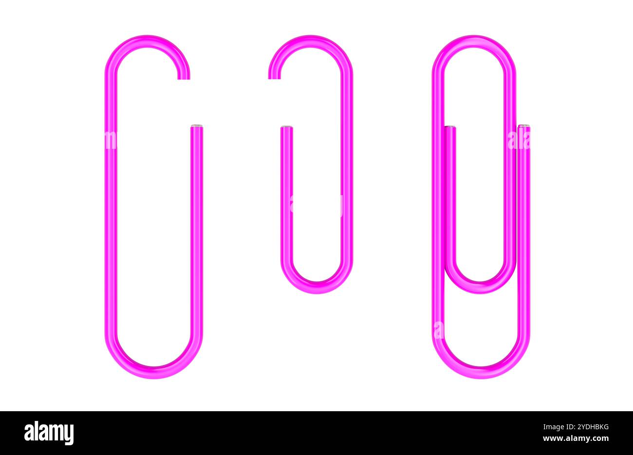 Purple Paper Clips with PVC Coated on the sheet, 3D rendering isolated ...