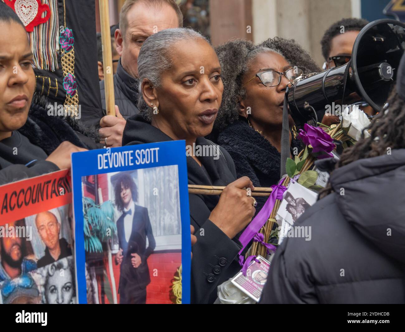 London, UK. 26th October 2024. Marcia Rigg speaks on Whitehall. The ...
