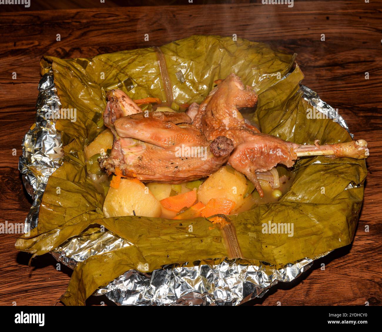 Chicken luwombo meal. The Luwombo is a Ugandan traditional cuisine ...