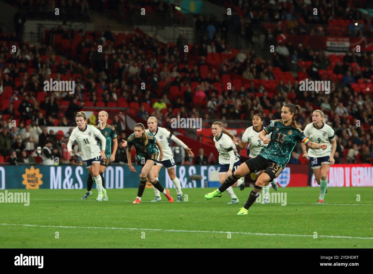 Sara Dabritz scores penalty England v Germany women's football Wembley ...