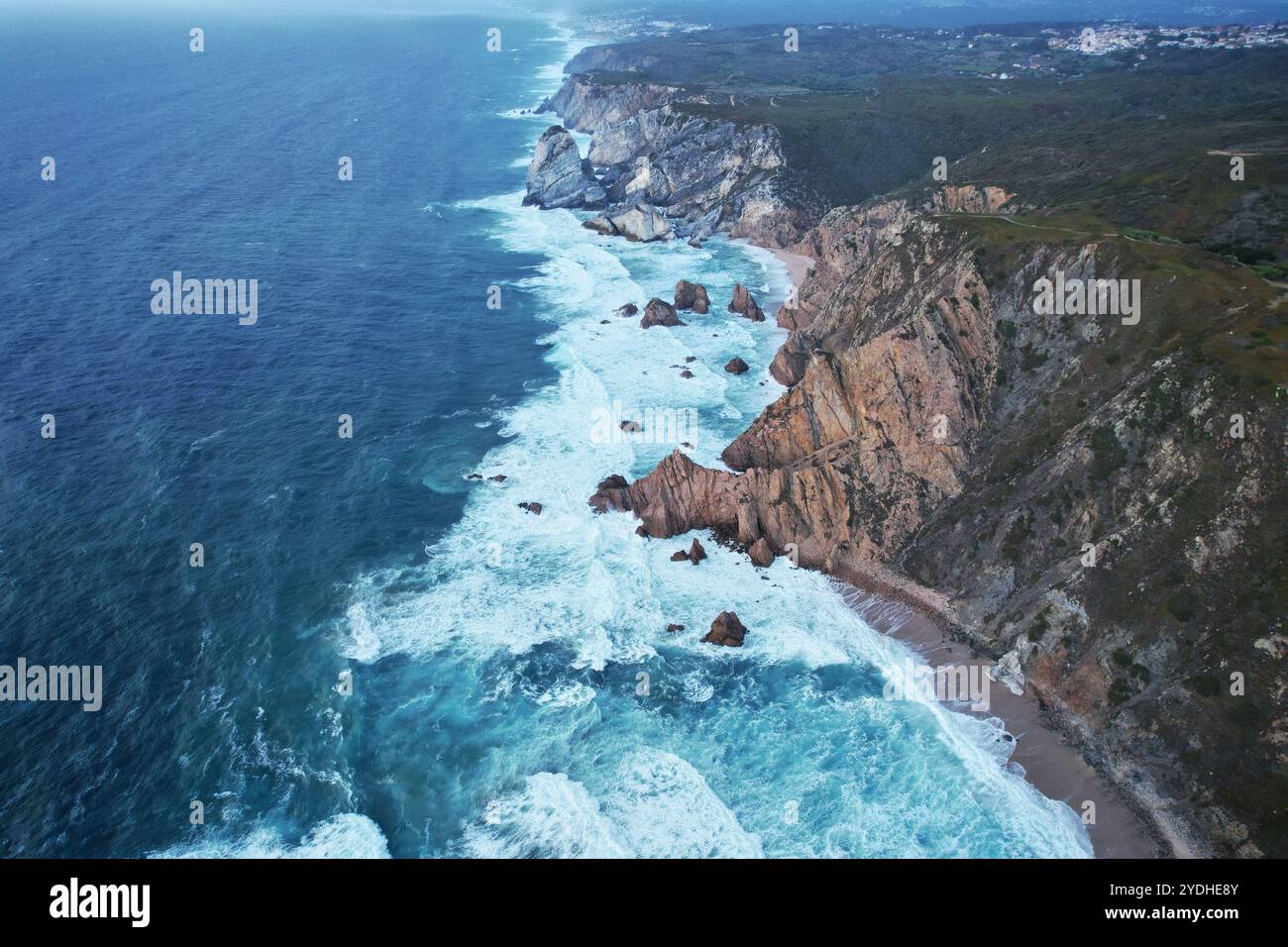 Beautiful aerial view of Capo Da Roca, the most western point of Europe ...