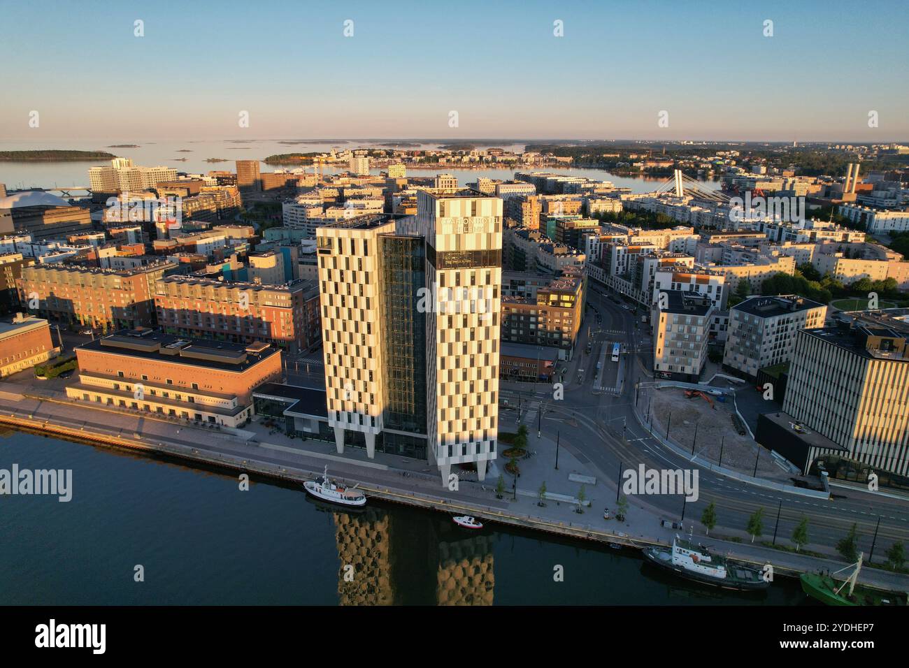 Aerial view of beautiful city at dawn, Helsinki, Finland Stock Photo ...