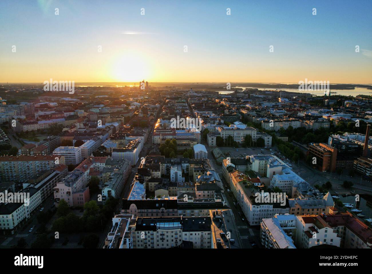 Aerial view of beautiful city at dawn, Helsinki, Finland Stock Photo ...