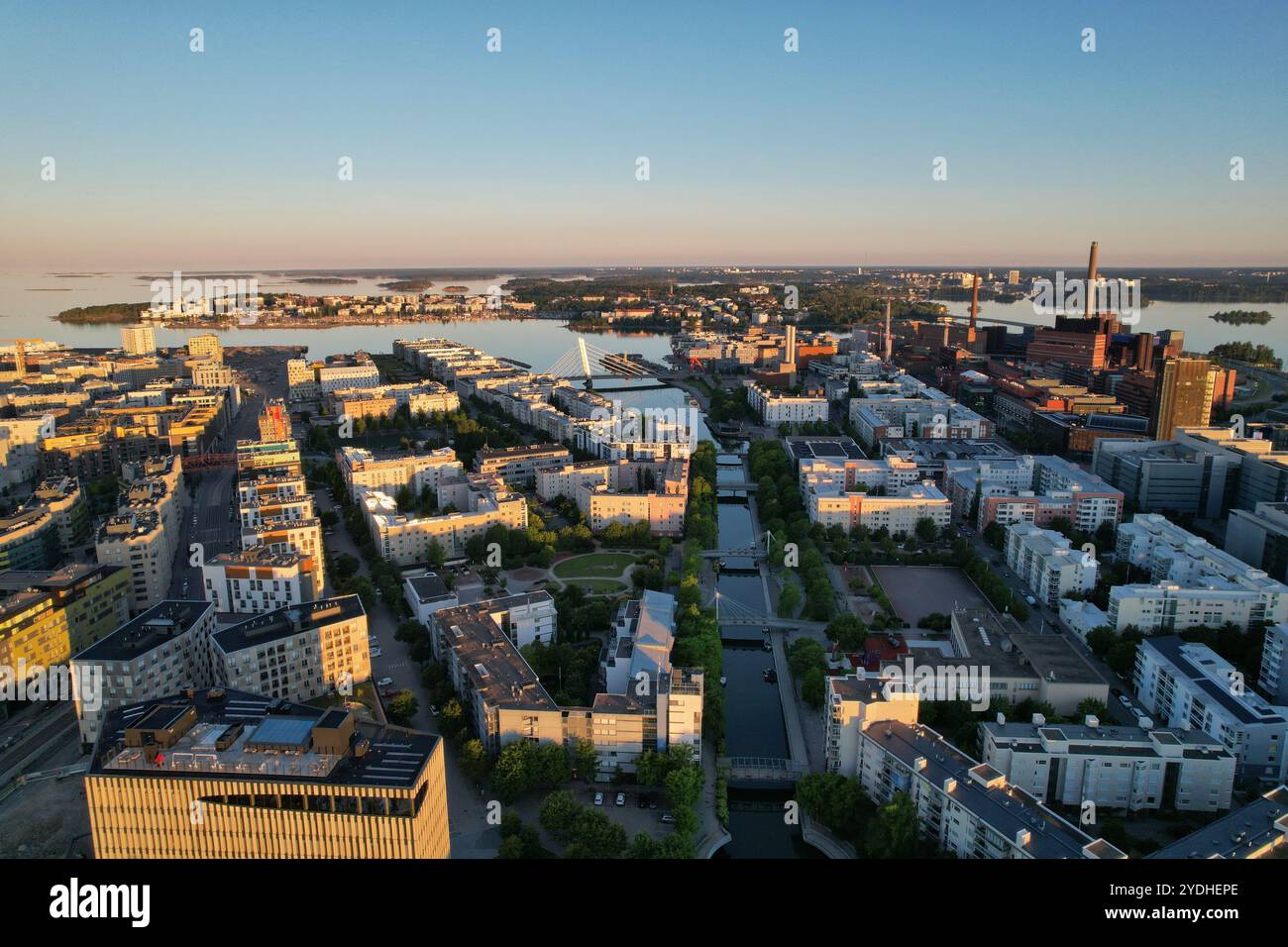 Aerial view of beautiful city at dawn, Helsinki, Finland Stock Photo ...