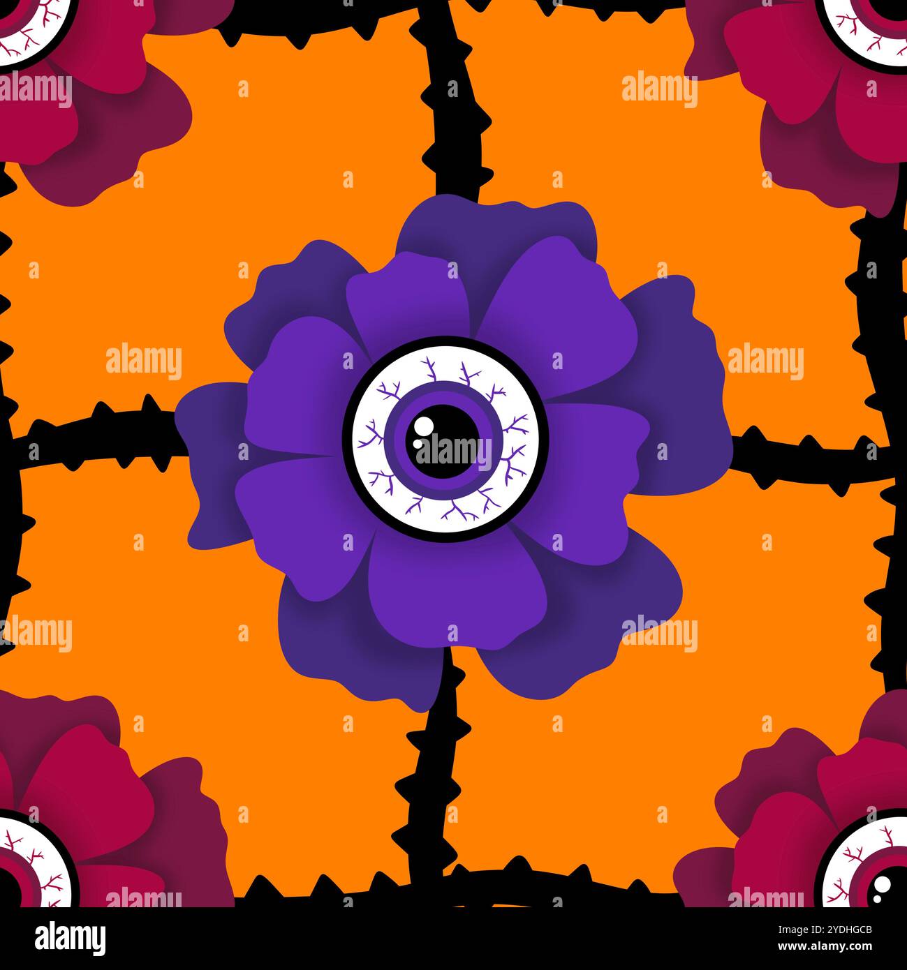Halloween floral seamless flower with eye pattern for wrapping paper ...