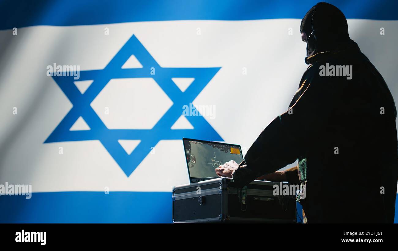 Israeli Air Defense Operator Using Radar Detecting Missile Attacks And