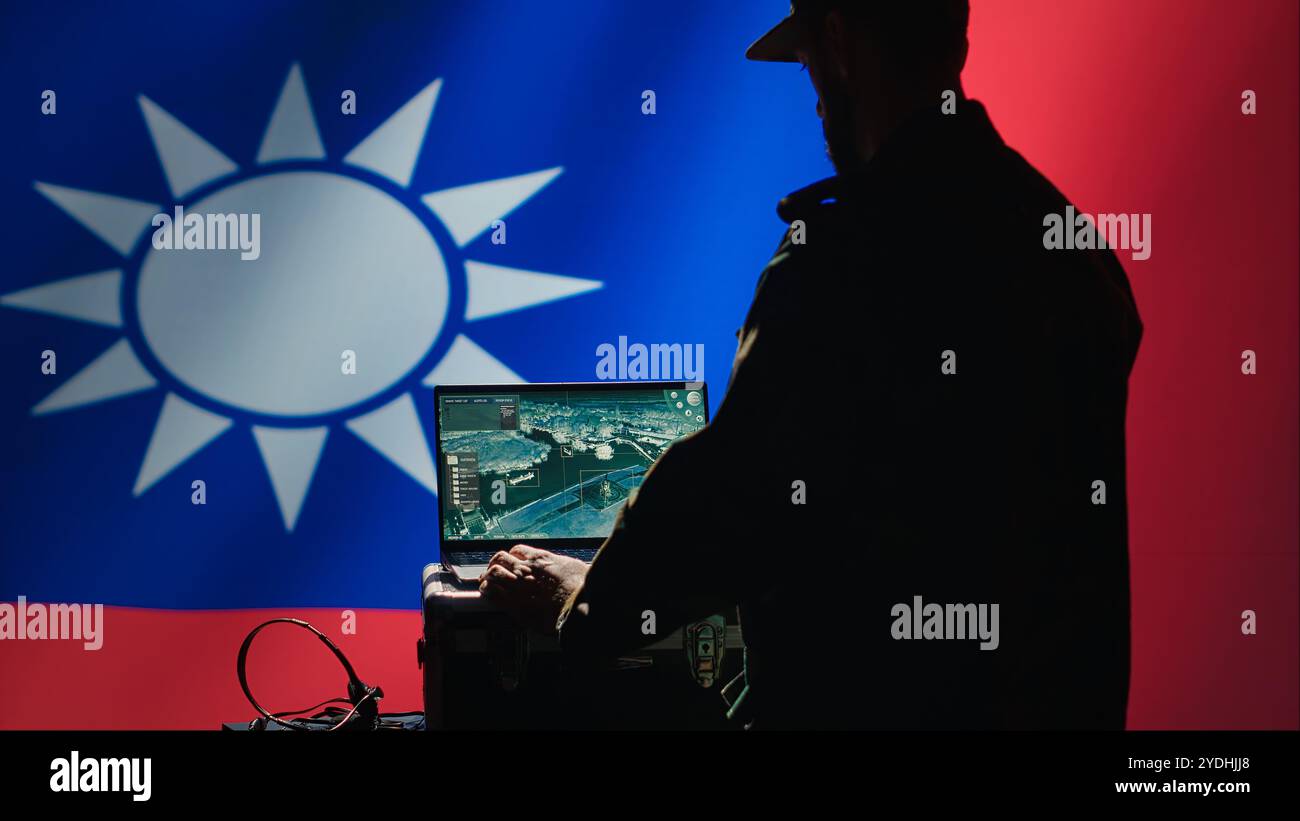 Taiwan freedom fighters air defense command operator using radar to ...