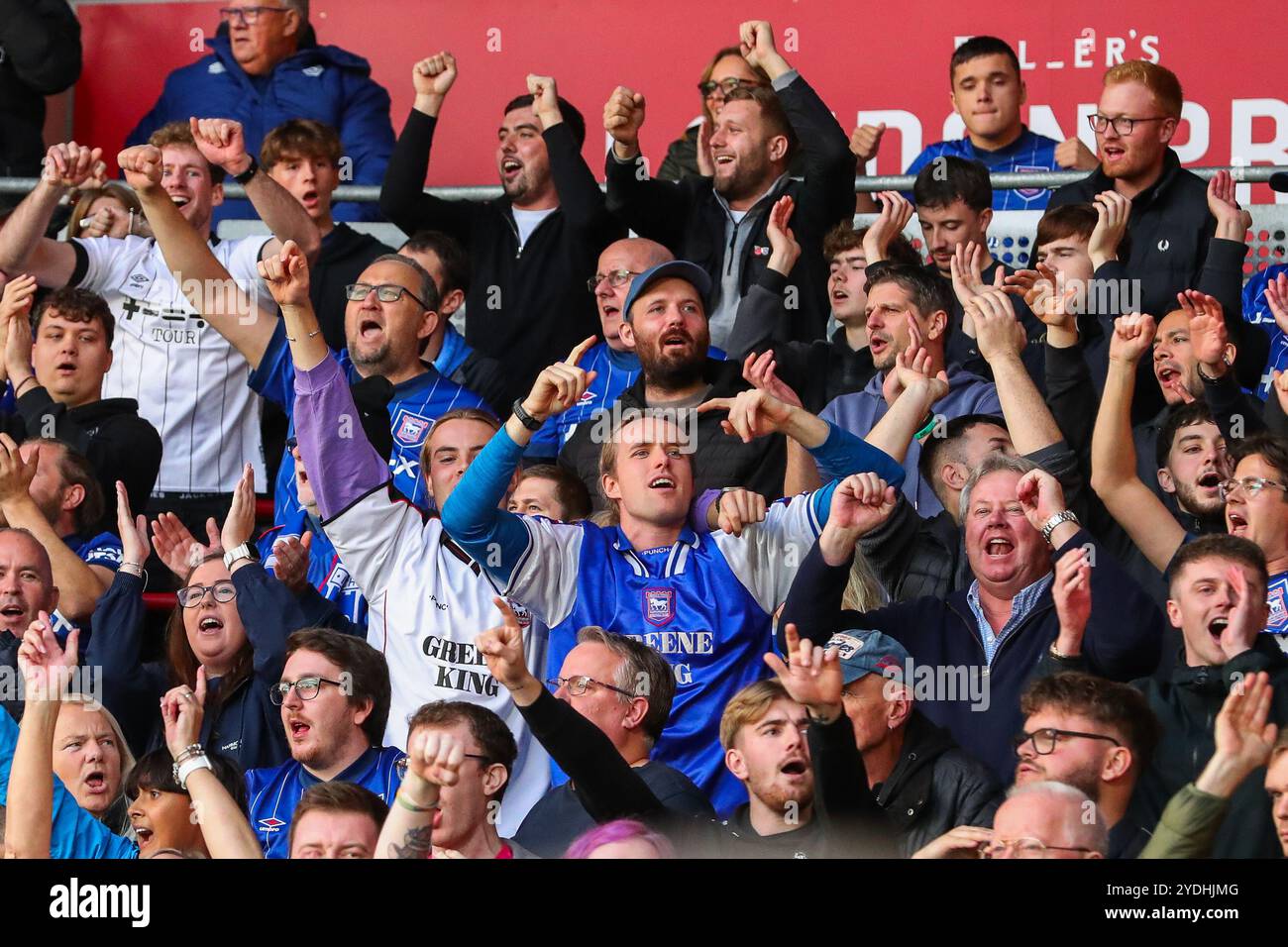 Ipswich Town fan celebrate the goal during the Premier League match ...