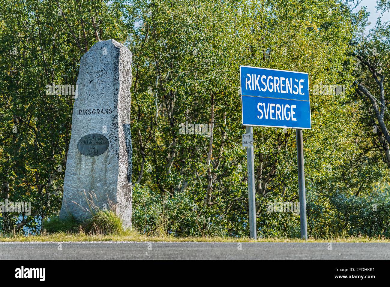 State border between Norway and Sweden in Northern Sweden, mountains in ...