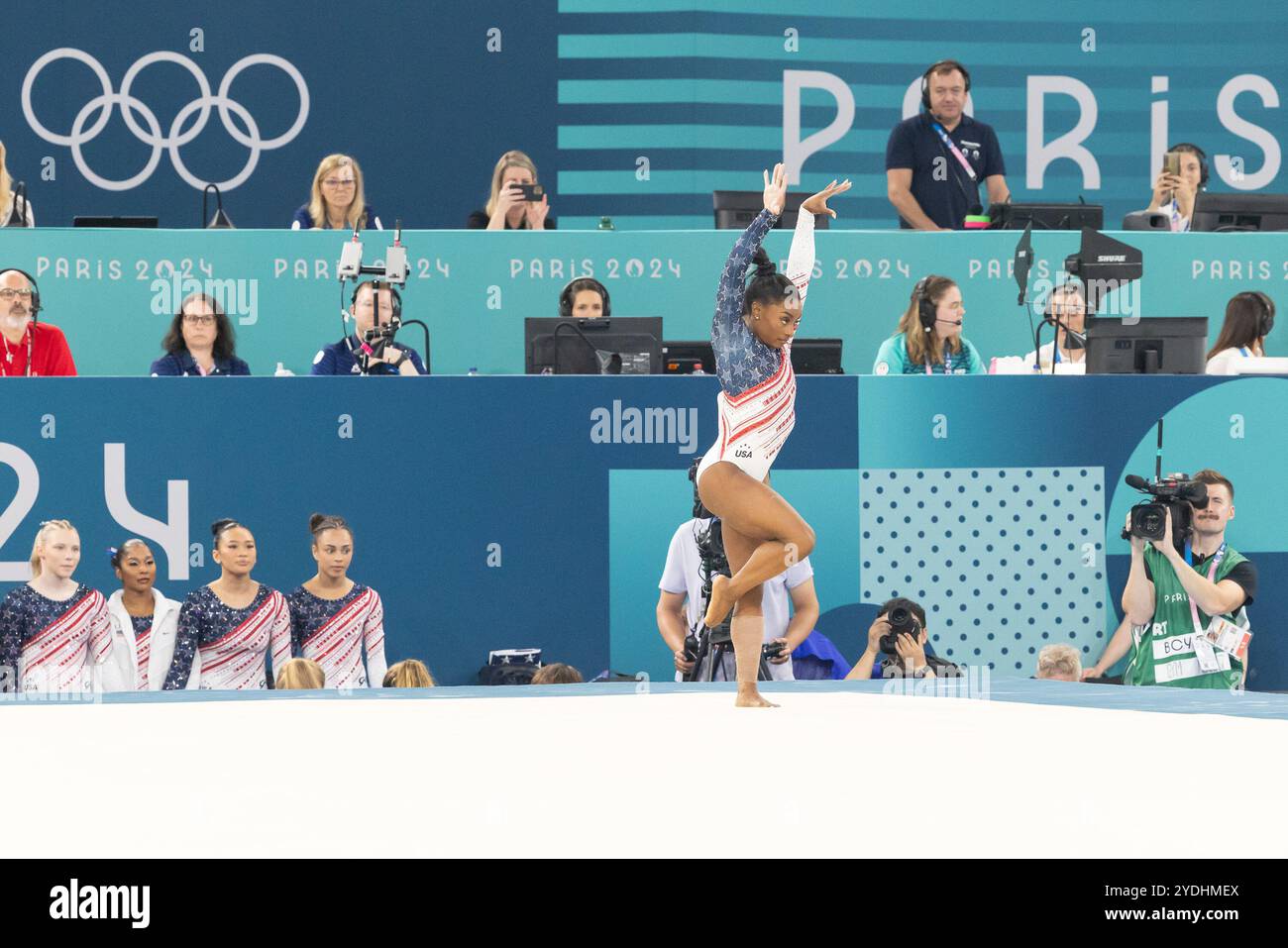 Paris, France. 30th July, 2024. Simone Biles of USA performs on floor ...