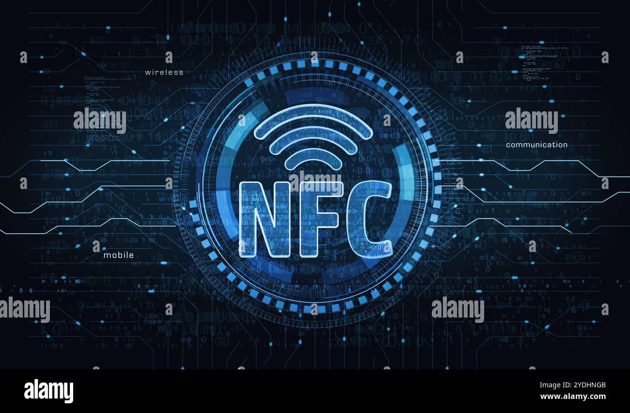 NFC wireless pay mobile phone payment symbol digital concept. Network ...