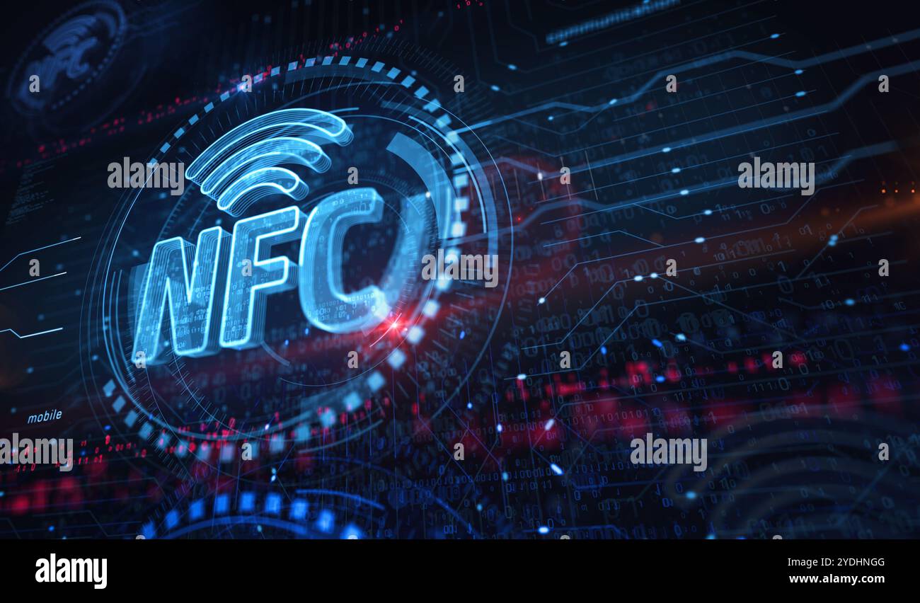 NFC wireless pay mobile phone payment symbol digital concept. Network ...