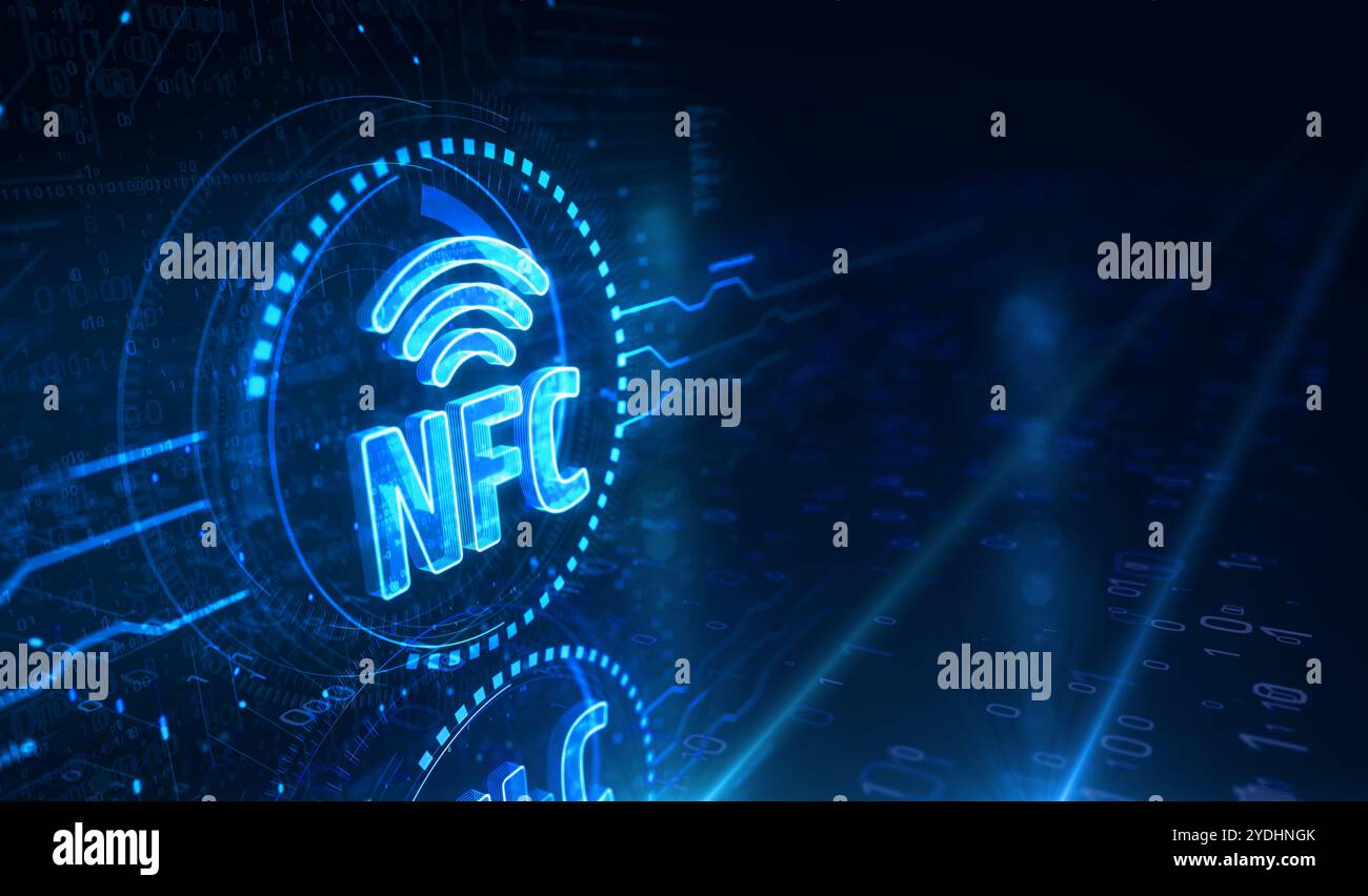 NFC wireless pay mobile phone payment symbol digital concept. Network ...