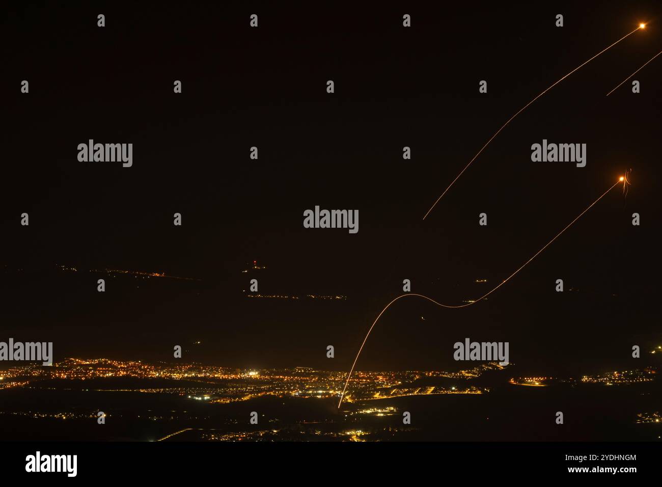 The Israeli Iron Dome air defense system fires to intercept rockets ...