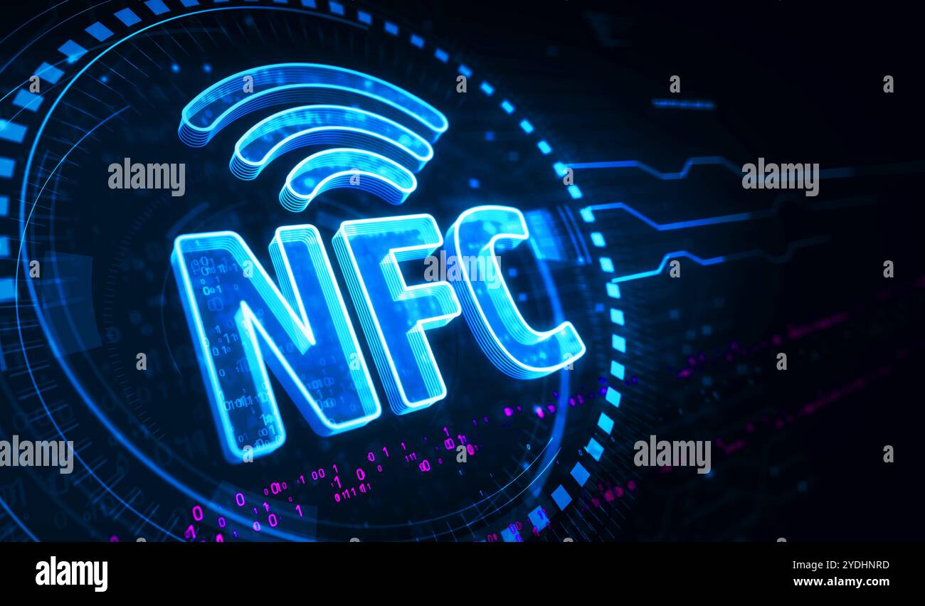 NFC wireless pay mobile phone payment symbol digital concept. Network ...