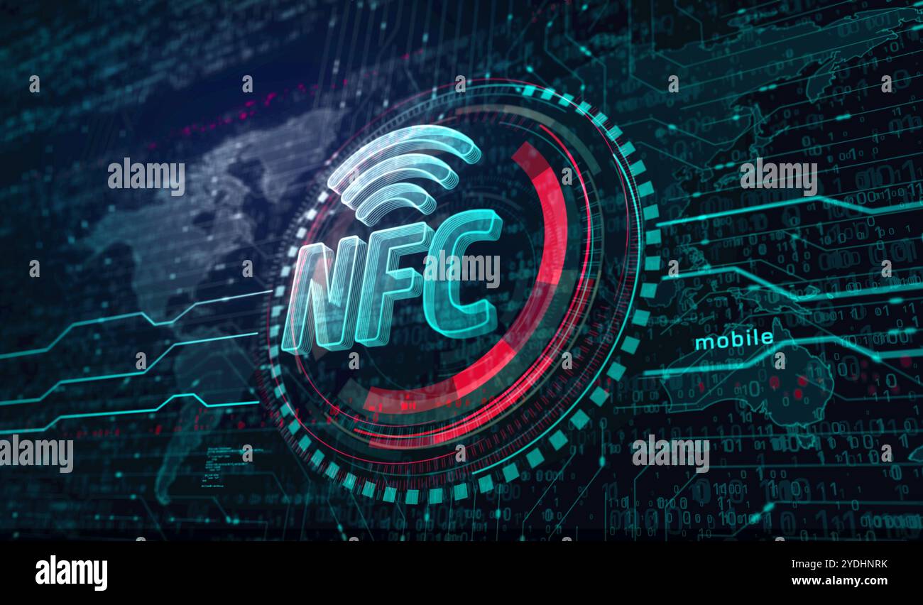 NFC wireless pay mobile phone payment symbol digital concept. Network ...