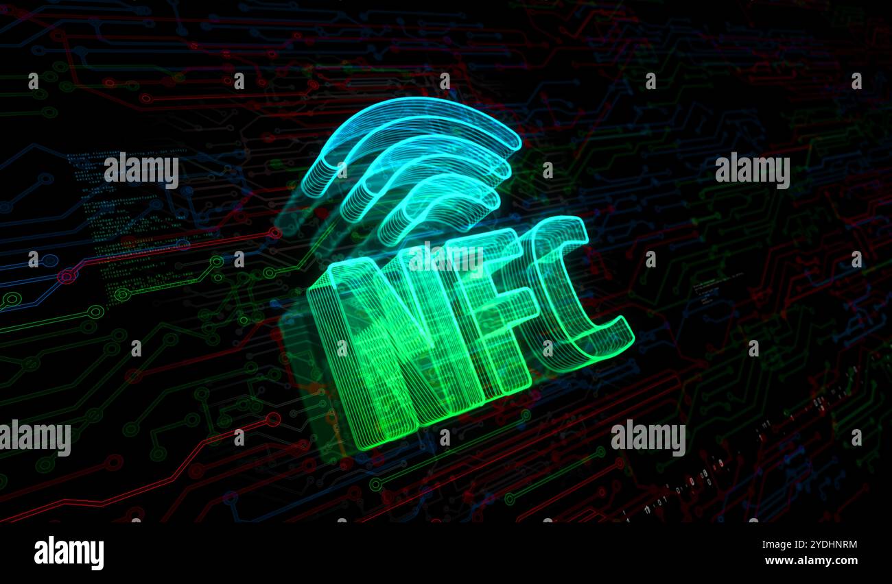 NFC wireless pay mobile phone payment symbol digital concept. Network ...