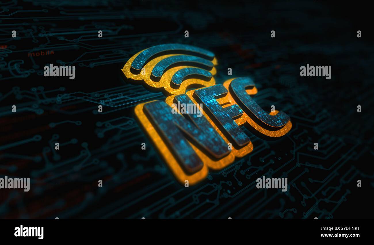 NFC wireless pay mobile phone payment symbol digital concept. Network ...