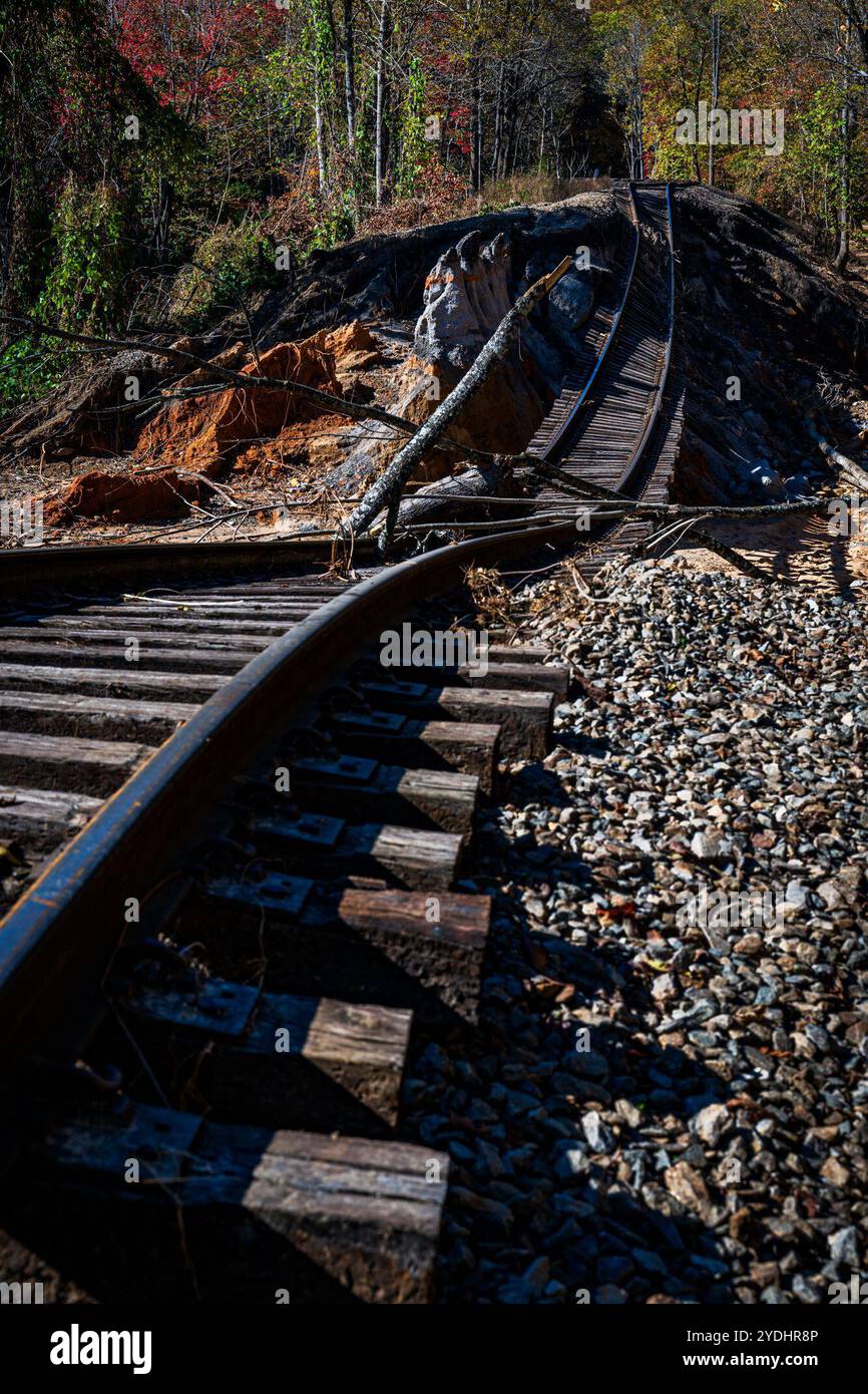 Railroad tracks near Old Fort, North Carolina, show the extensive ...
