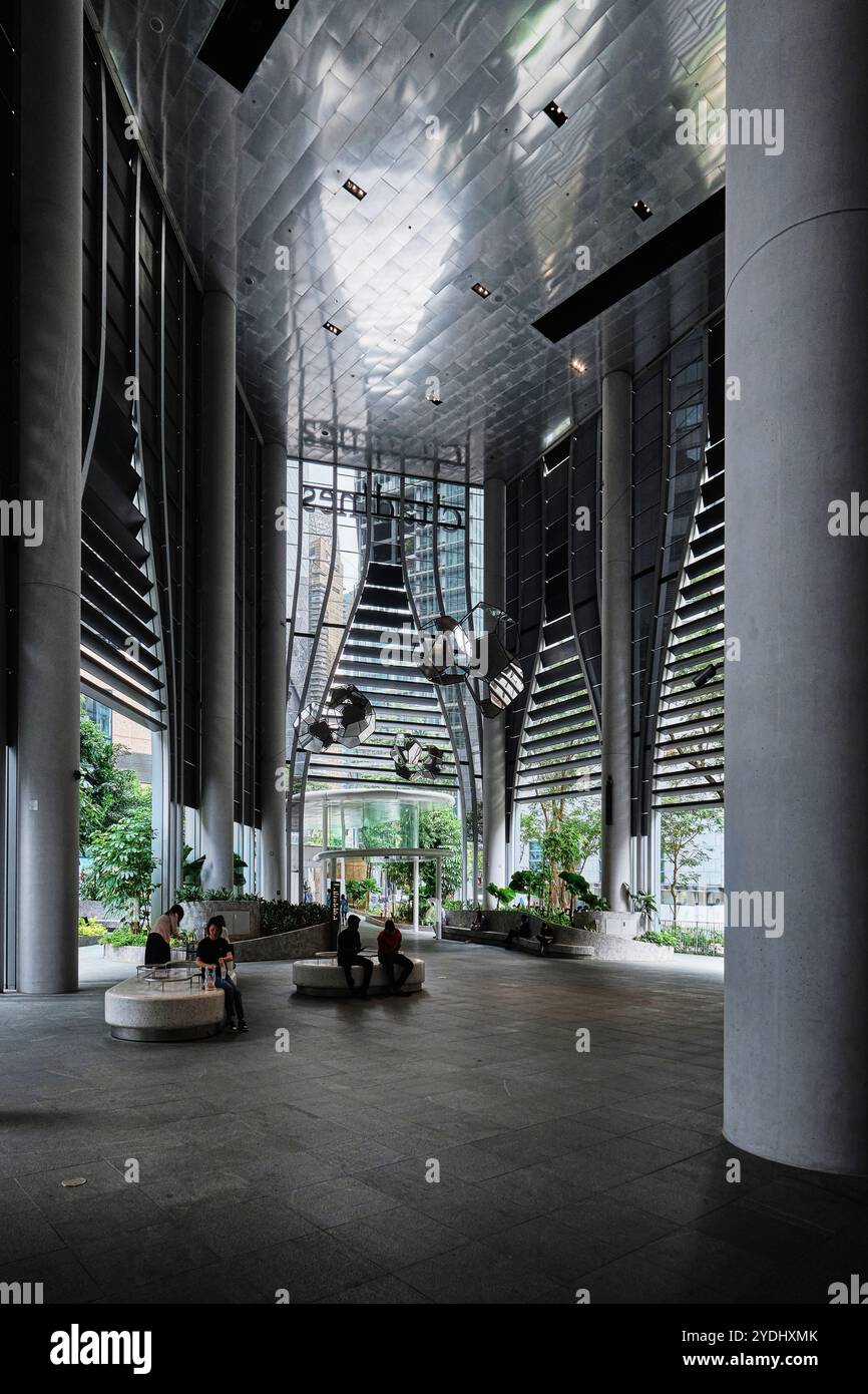 Singapore - August 12, 2024: CapitaSpring skyscraper entrance with high ...