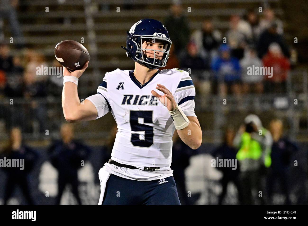 East Harford CT, USA. 26th Oct, 2024. Rice Owls quarterback Drew ...