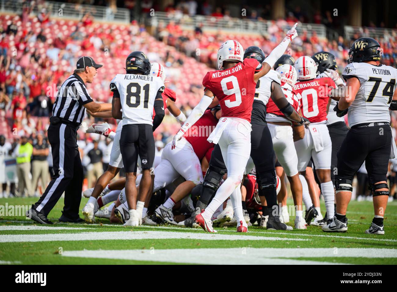 PALO ALTO, CA - OCTOBER 26: Stanford Cardinal defense stops Wake Forest ...