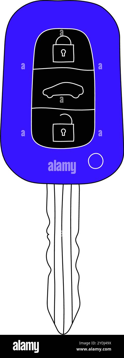 Car Key With Remote Control Buttons In Flat Vector Illustration ...