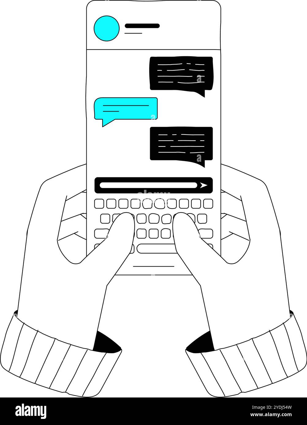 Hands Holding Smartphone With Text Messages In Flat Vector Illustration Symbolizing Mobile ...