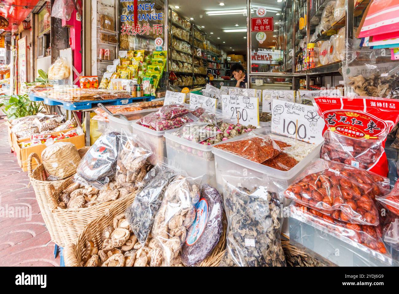 Bangkok, Thailand - 24th March 2017: Dried foods shop. Chinatown is one ...