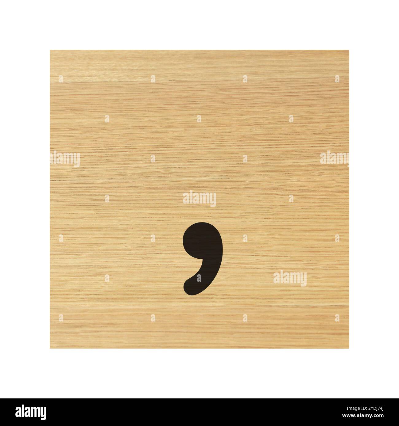 Comma sign wood block and on white with clipping path Stock Photo - Alamy