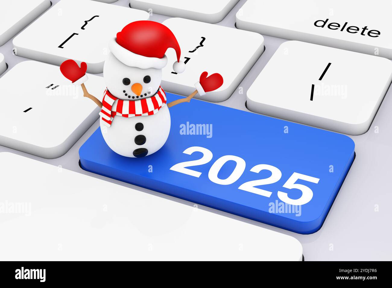 Blue 2025 New Year Key with Snowman on White PC Keyboard extreme ...