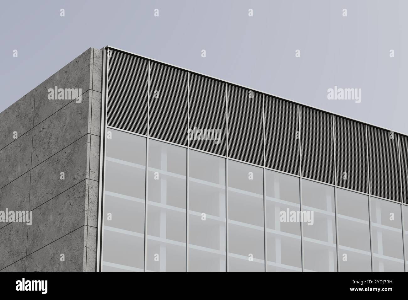 Modern Building Facade with a Gray Concrete Wall and a Large Window ...