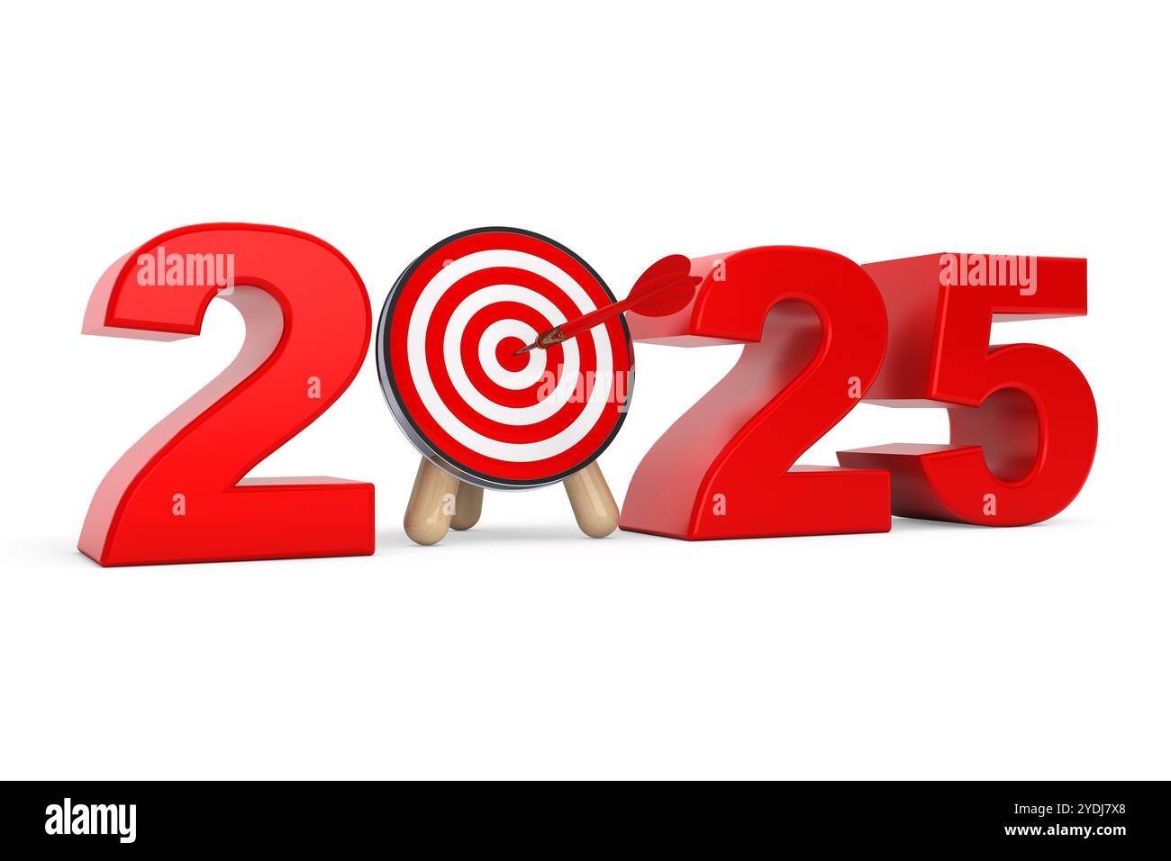 Darts Target as 2025 year Sign on a white background. 3d Rendering ...