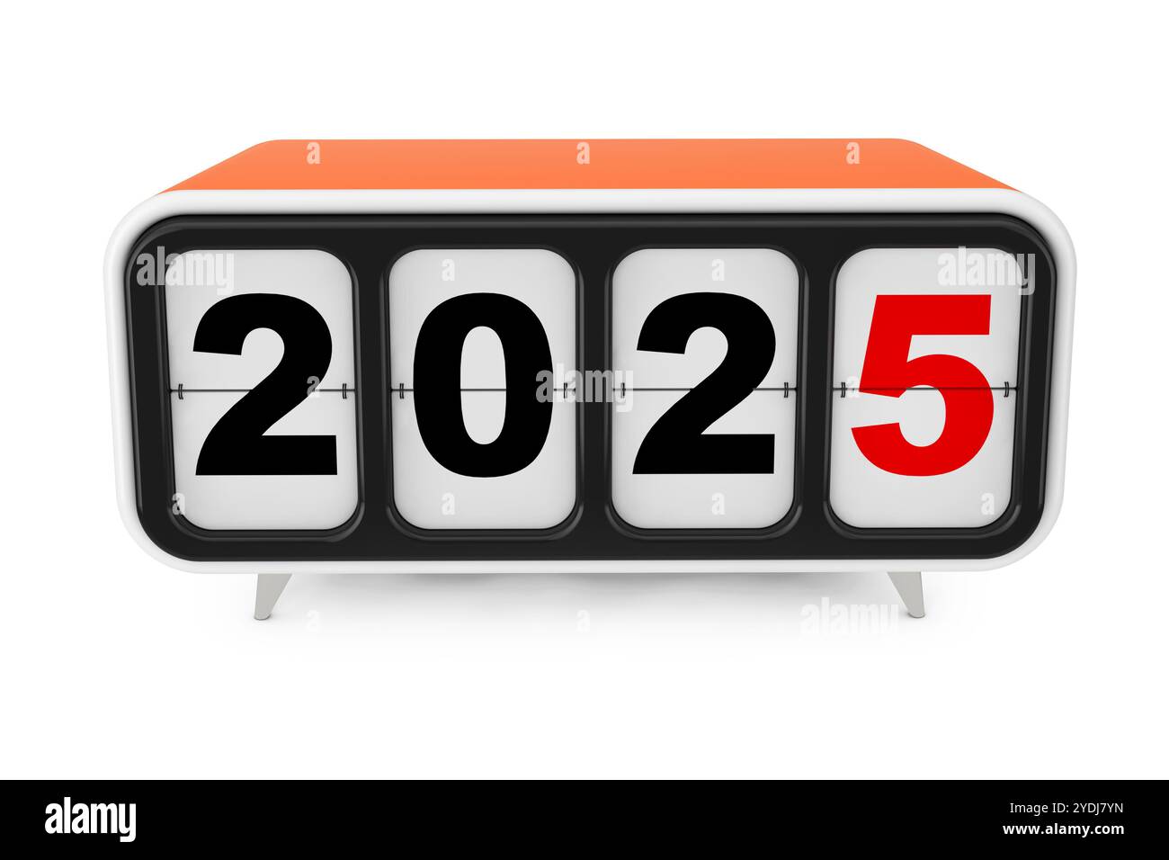Retro Flip Clock with 2025 New year Sign on a white background. 3d ...