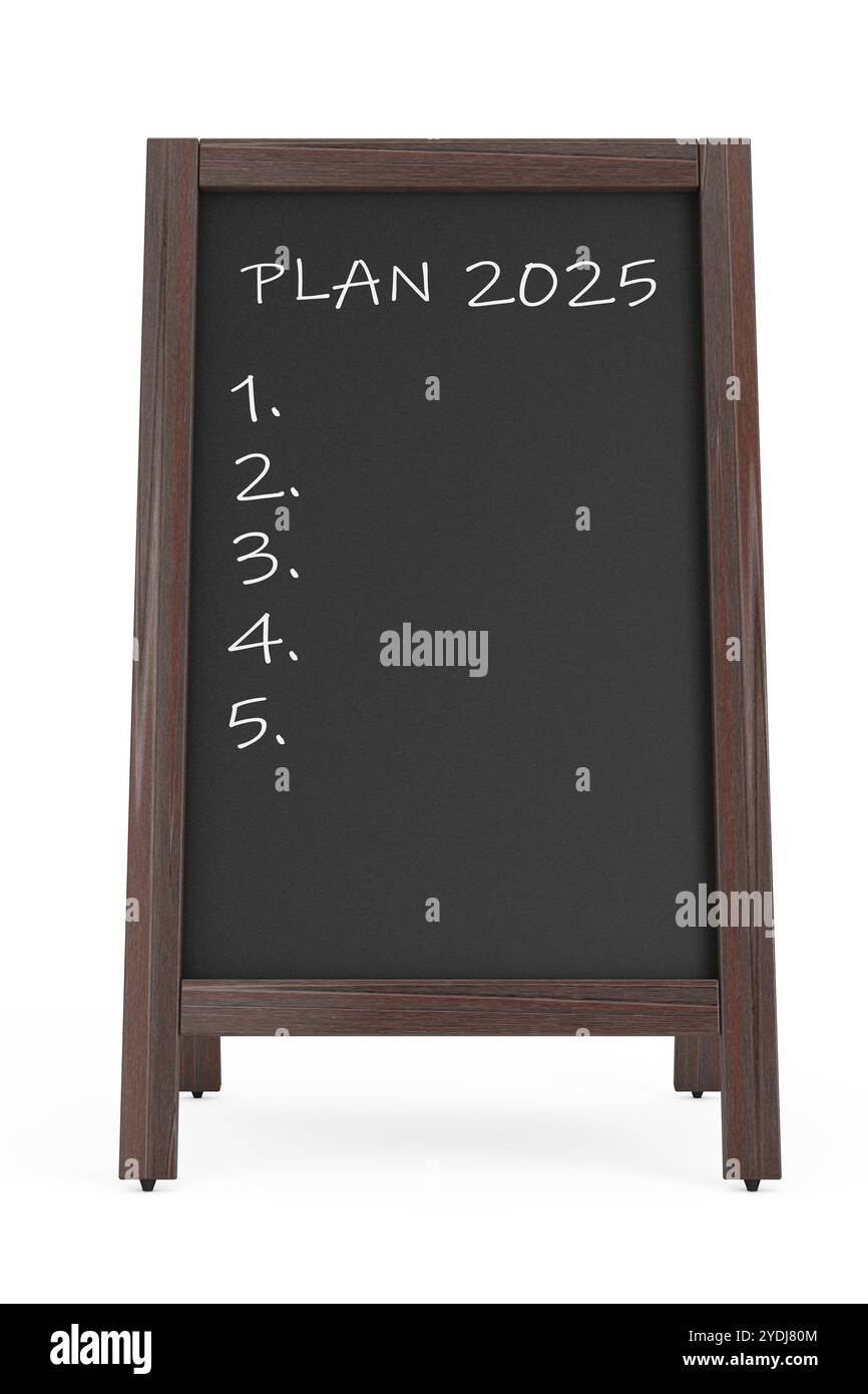 Menu Chalk Board with the Phrase Plan 2025 on a white background. 3d ...