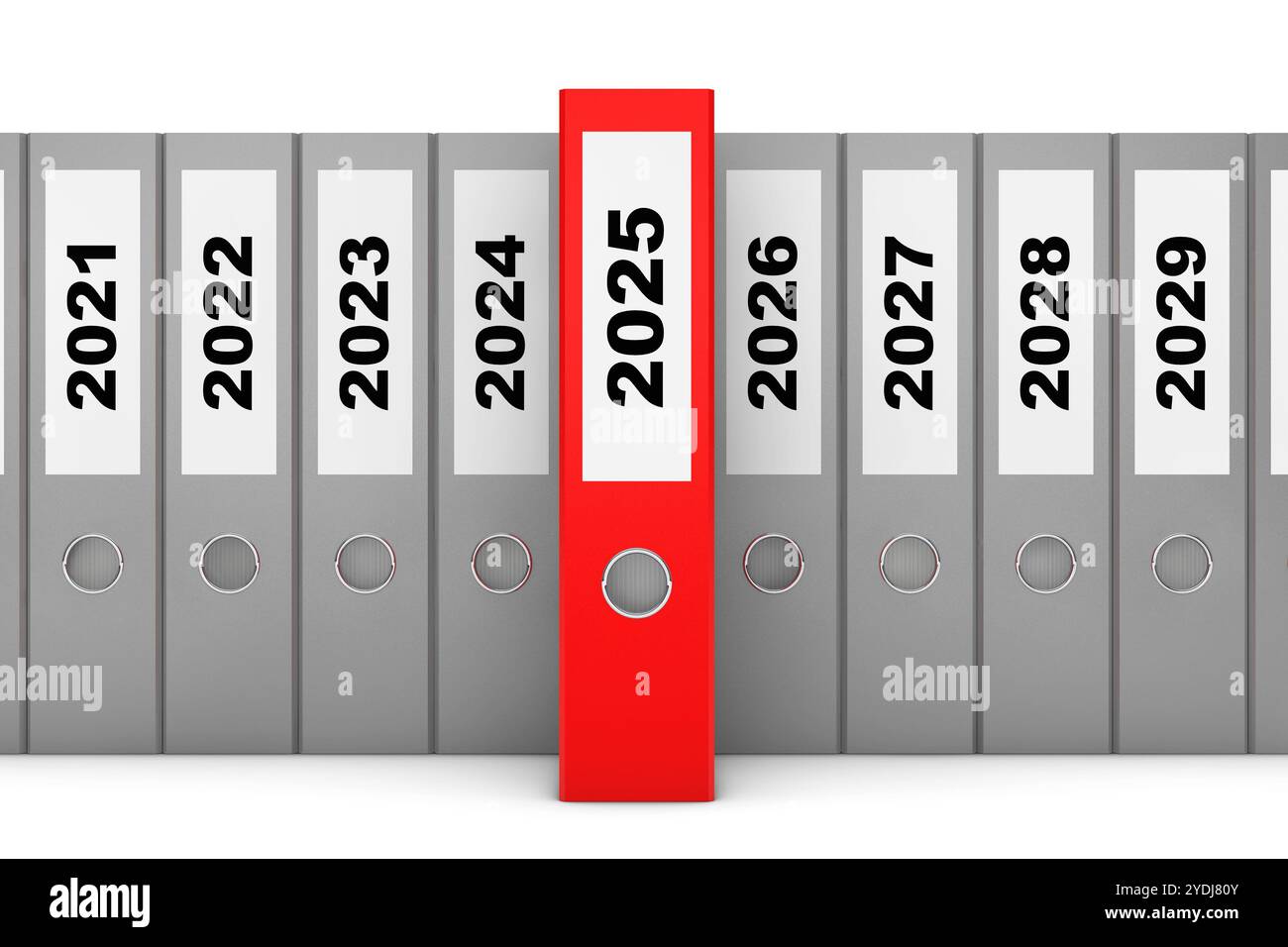 Office Folders with New Year 2025 Sign on a white background. 3d ...
