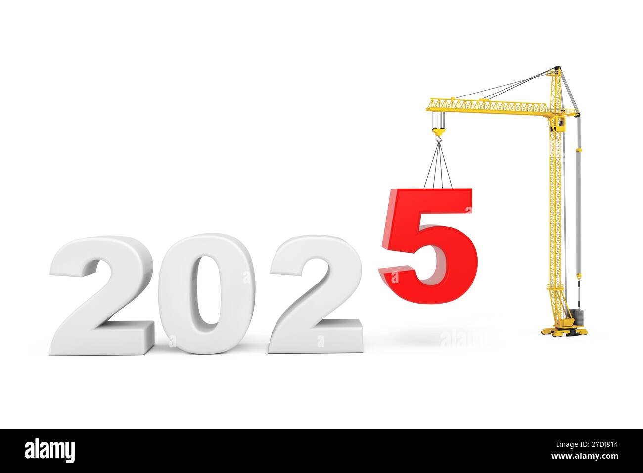 Build the Future Concept. Tower Crane with 2025 Year Sign on a white ...