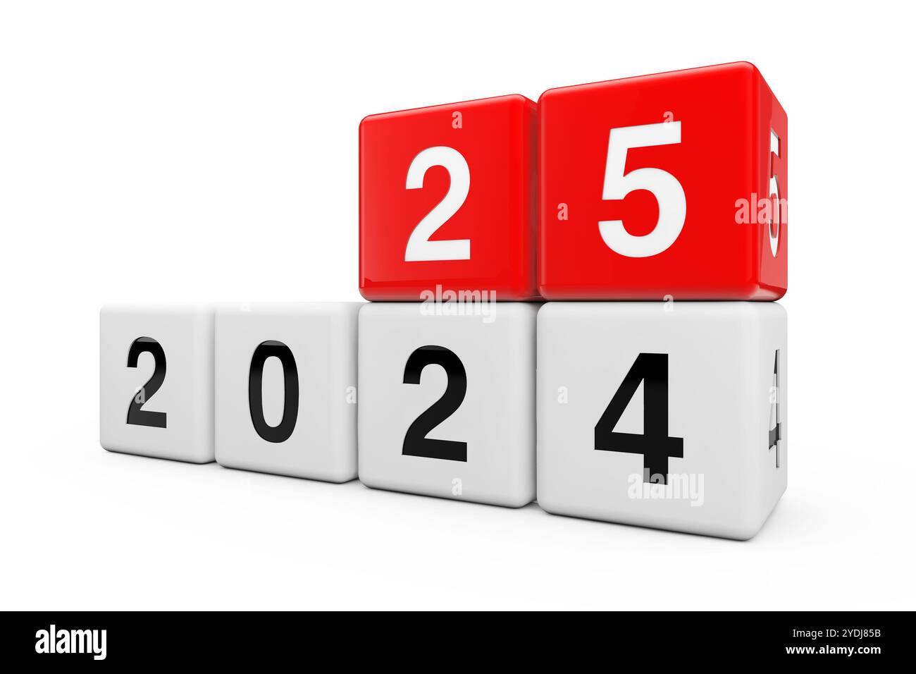 Blocks with the transition from year 2024 to 2025 on a white background ...